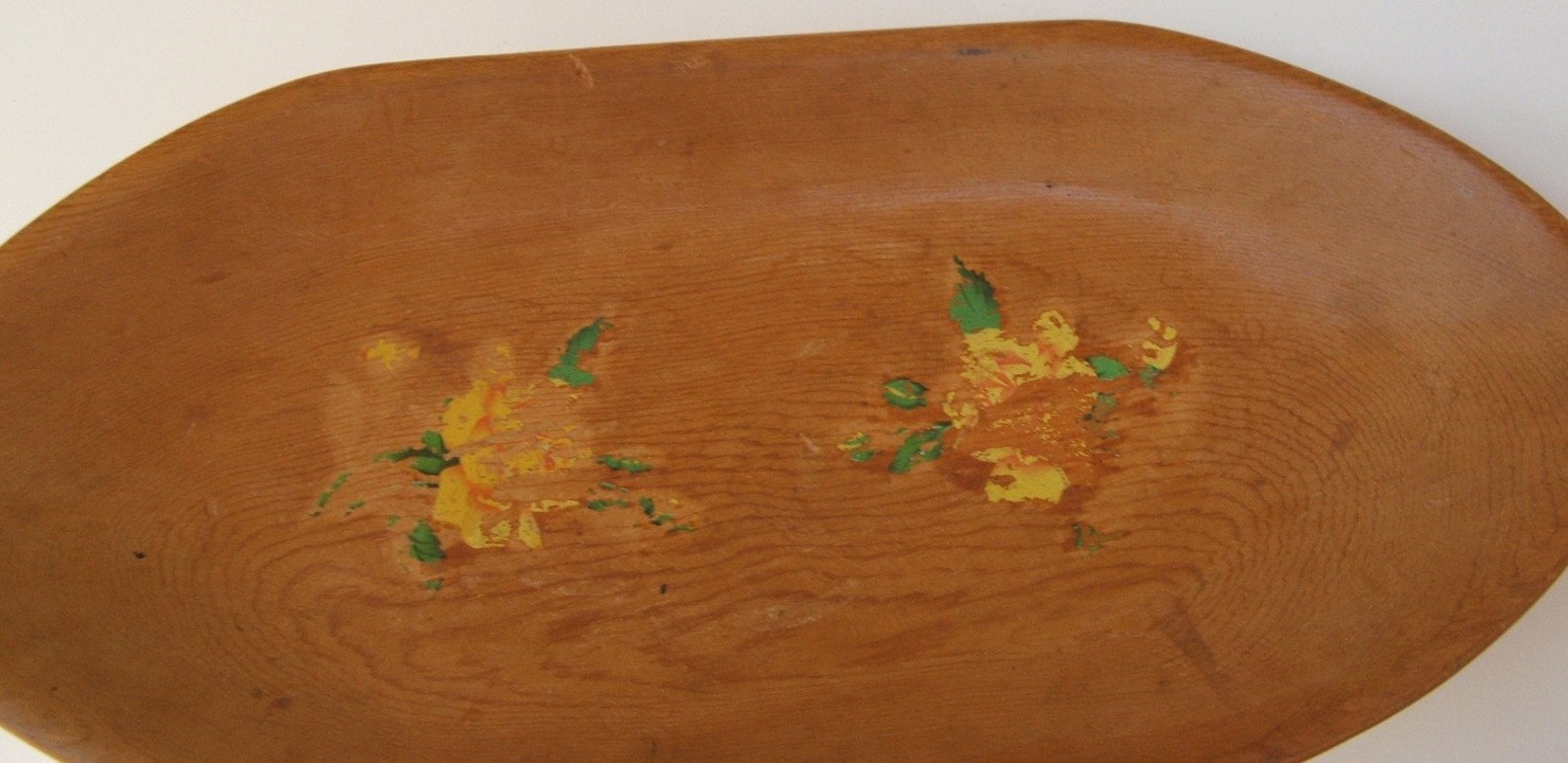 Vintage Wood Platter Tray Bowl With Chippy Yellow Roses - Etsy