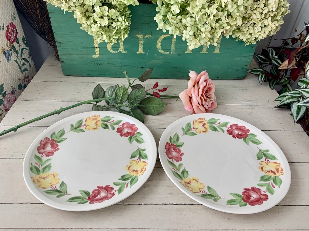Shenandoah Ware Paden City Pottery Dinner Plates E-48-G Pink Yellow ...