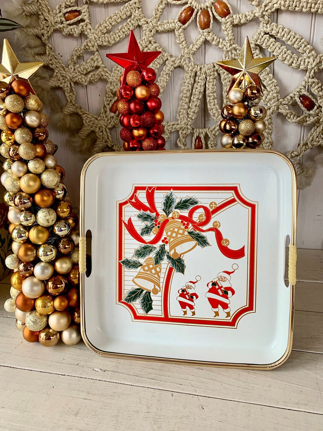 MCM Plastic Christmas Serving Tray Santa Claus Holiday Bells - Etsy