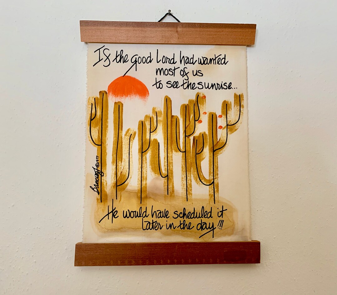 1977 Bancroft Screen Printed Fabric Wall Hanging Humorous Sunrise ...