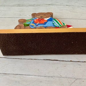 Reading Bear Shelf Decor Bookend Fabric Applique on Wood - Etsy