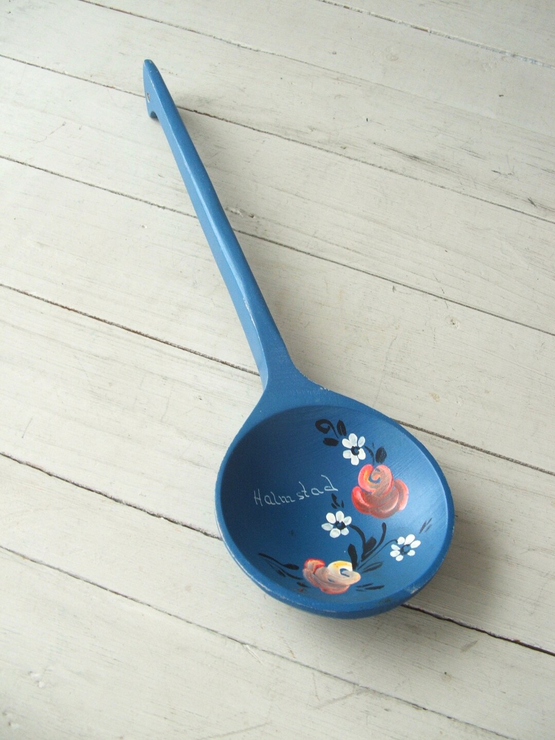 Souvenir Halmstad Painted Wooden Spoon Scandinavian Folk Art - Etsy