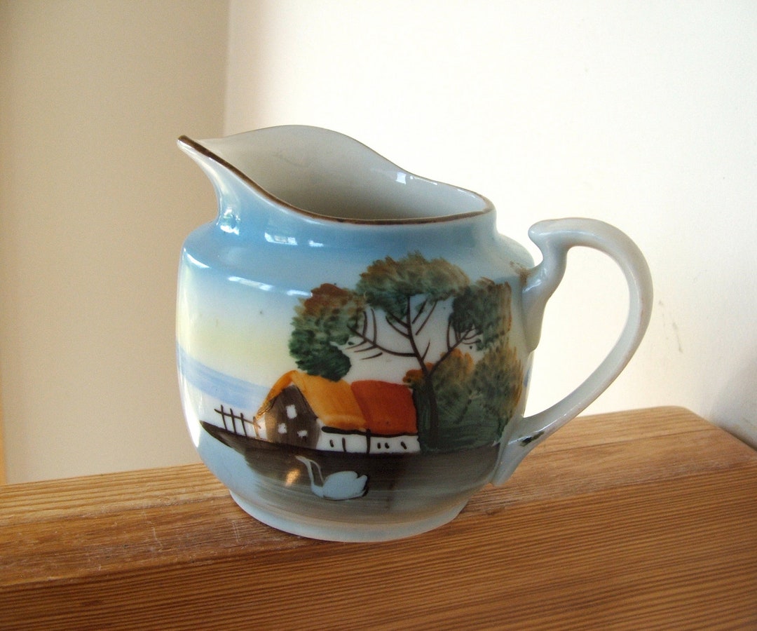 Vintage Hand Painted Porcelain Pitcher - Etsy