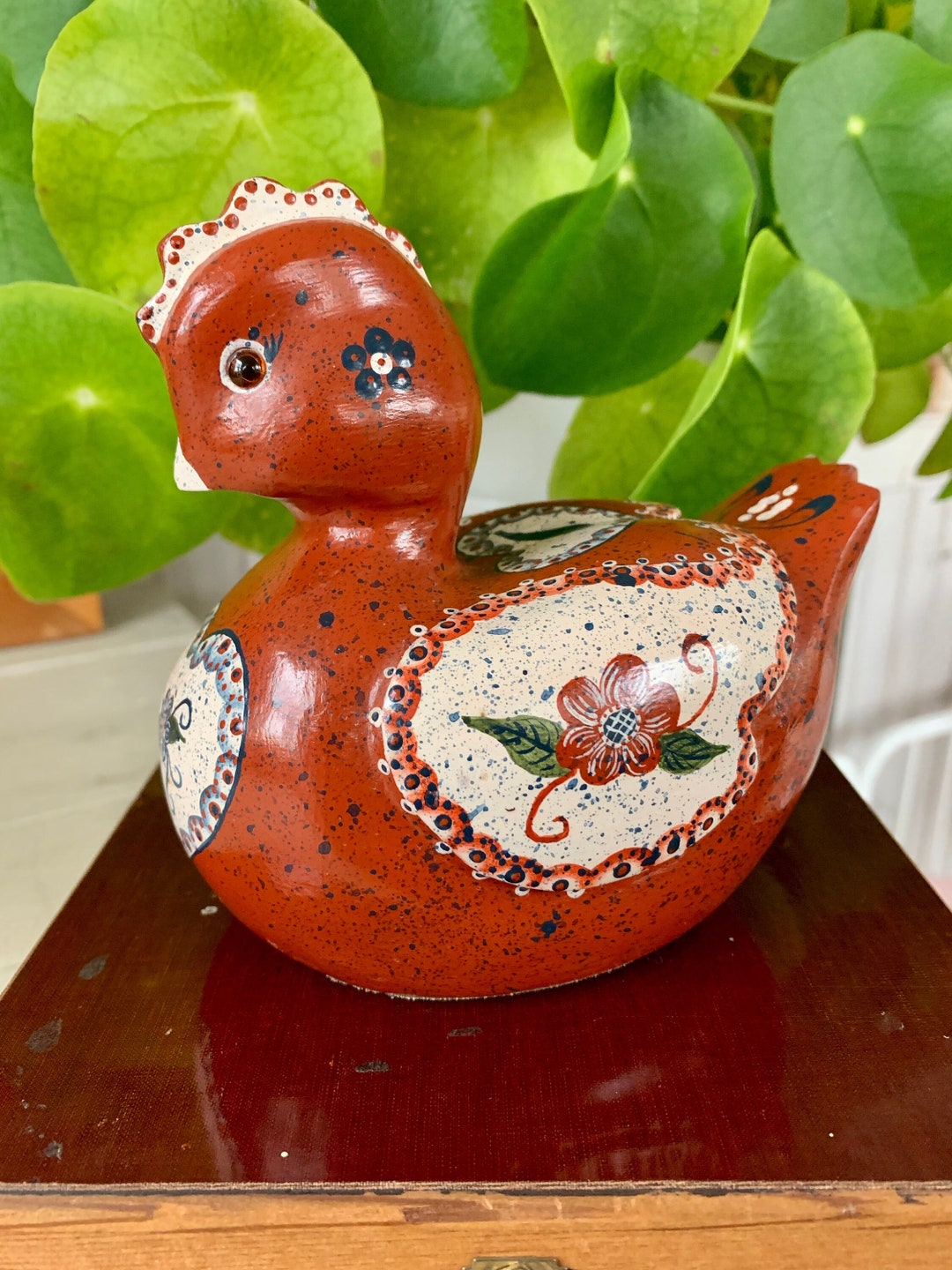 Vintage Folk Art Chicken Laying Hen Figurine - Etsy