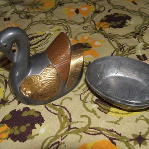 Vintage Heavy Metal Swan Dish Container - Etsy
