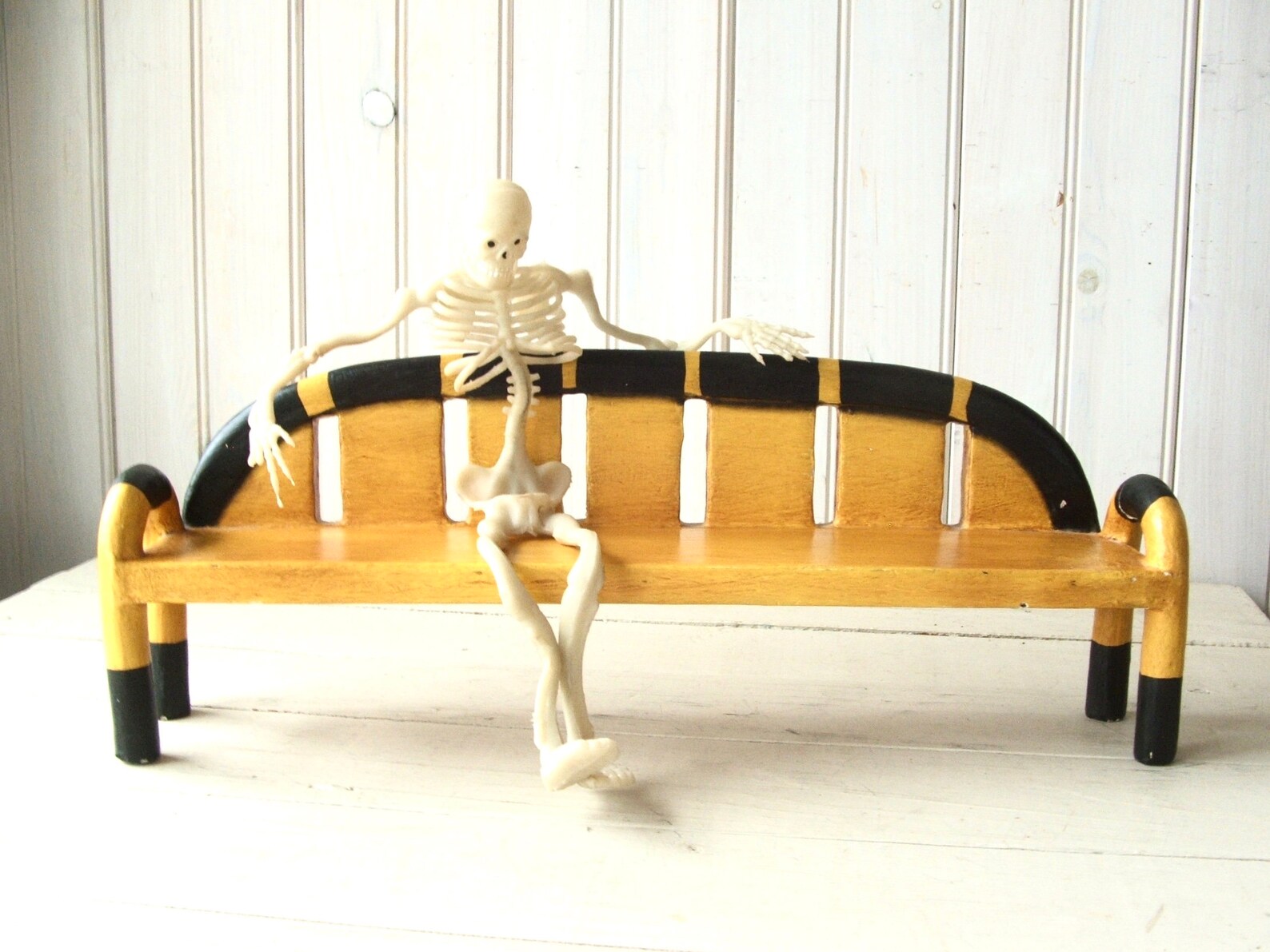 Painted Wooden Doll Bench Boho Home Decor Balinese Carved Wood Sofa ...