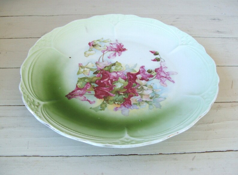 Large Antique Pink Floral China Plate - Etsy