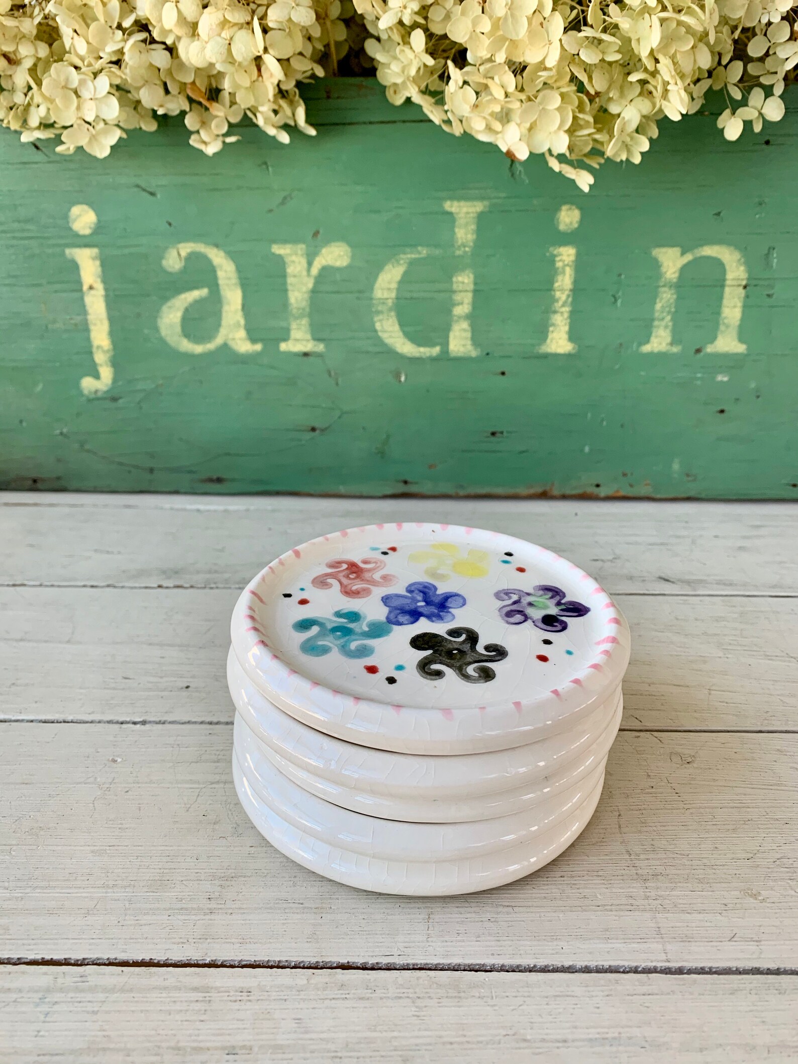 Vintage Hand Painted Ceramic Coasters - Etsy