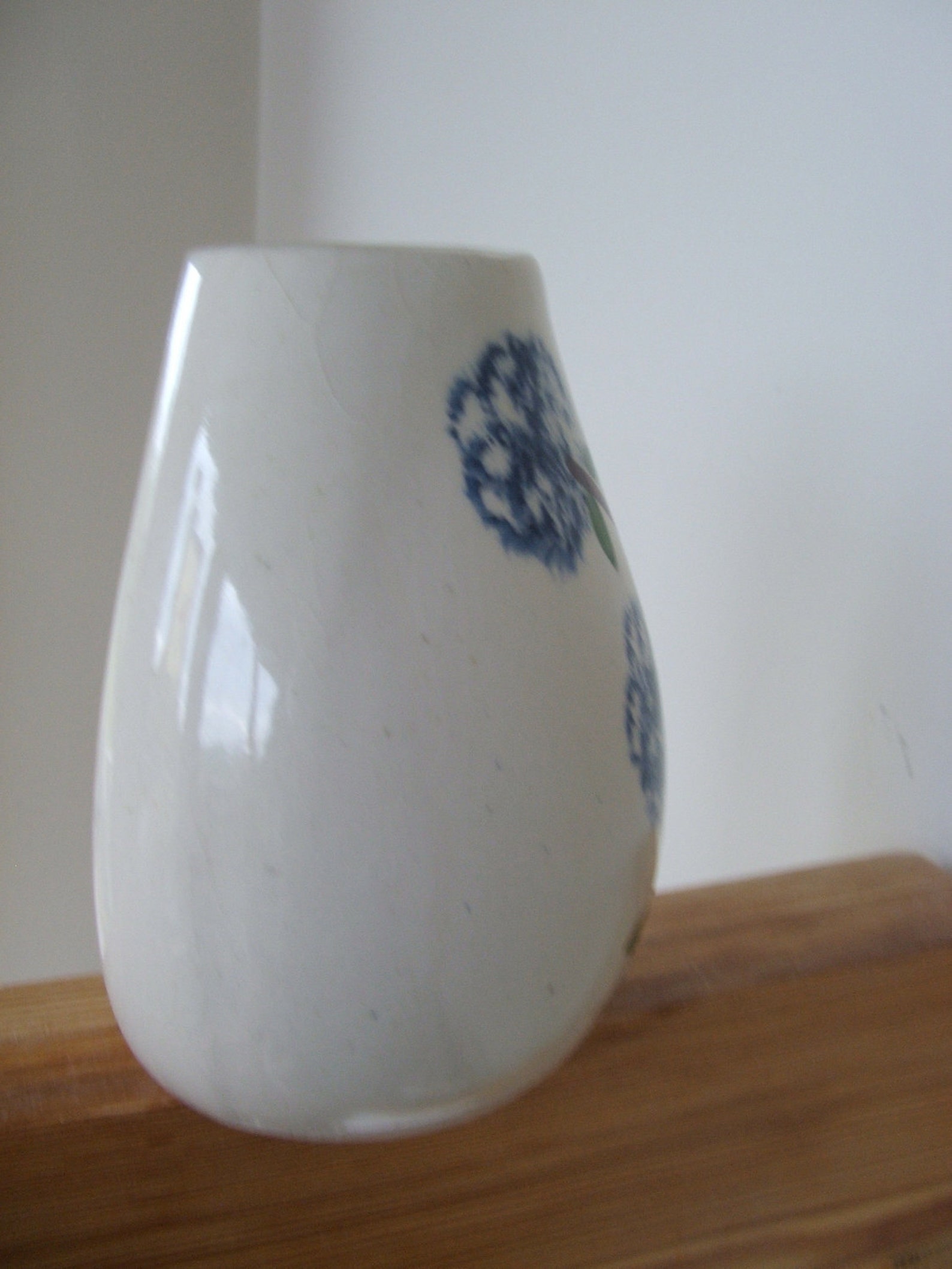 Vintage Ceramic Vase With Sponge Painted Blue Flowers - Etsy
