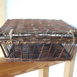 Vintage Square Willow Basket Box - Etsy