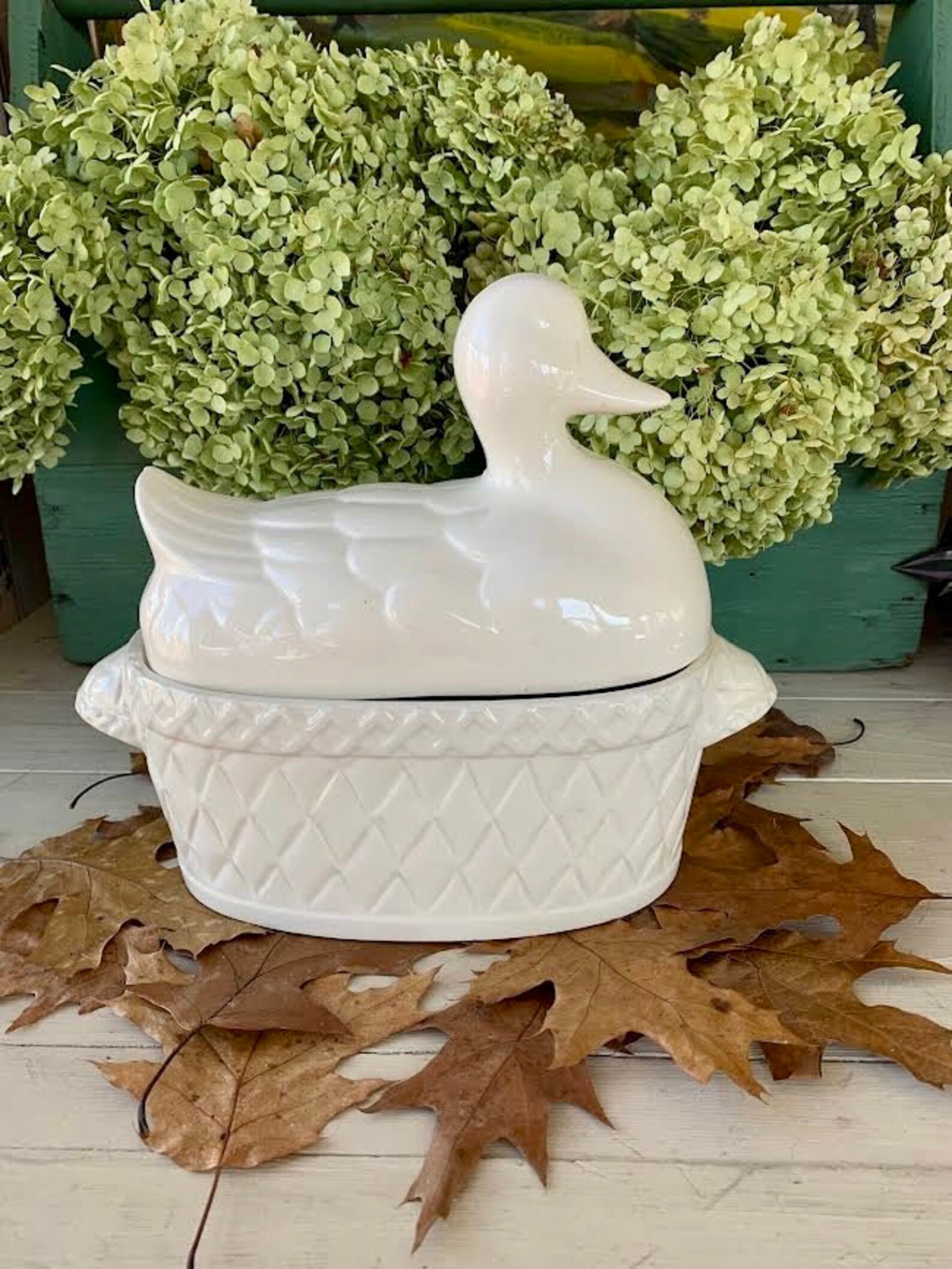 Vintage White Ceramic Nesting Duck Tureen Covered Casserole Dish - Etsy