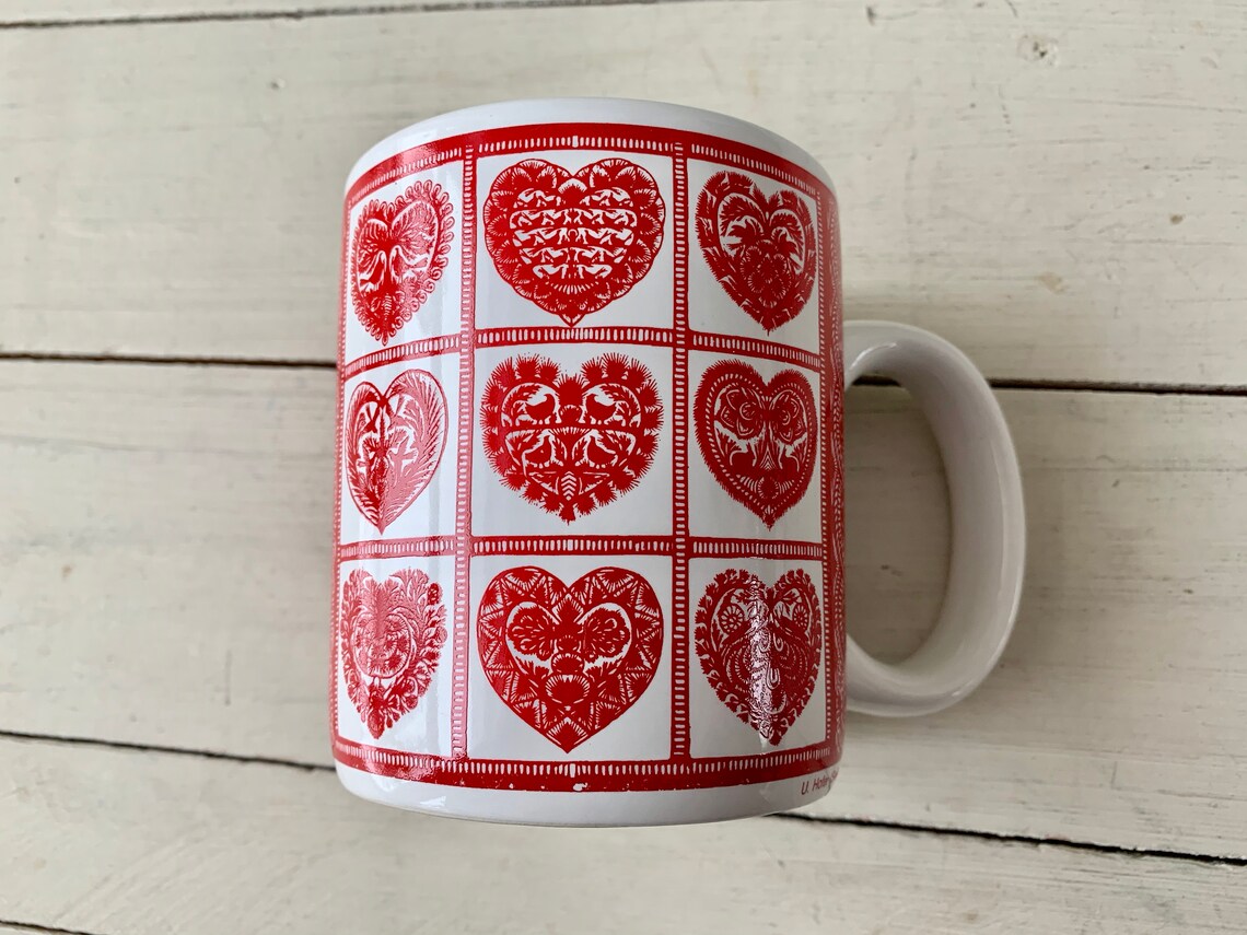 Vintage Unicef Valentine Hearts Mug Scherenschnitte U. Hofer | Etsy