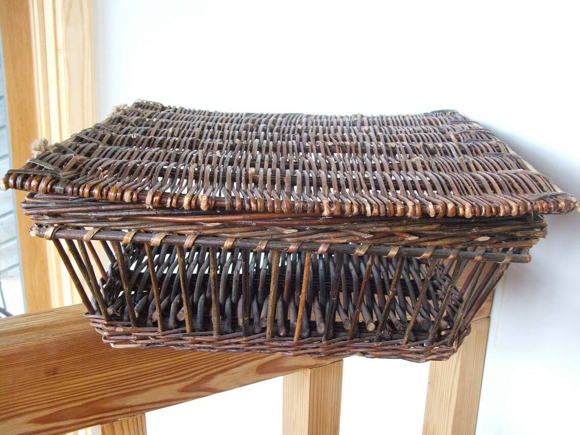 Vintage Square Willow Basket Box - Etsy