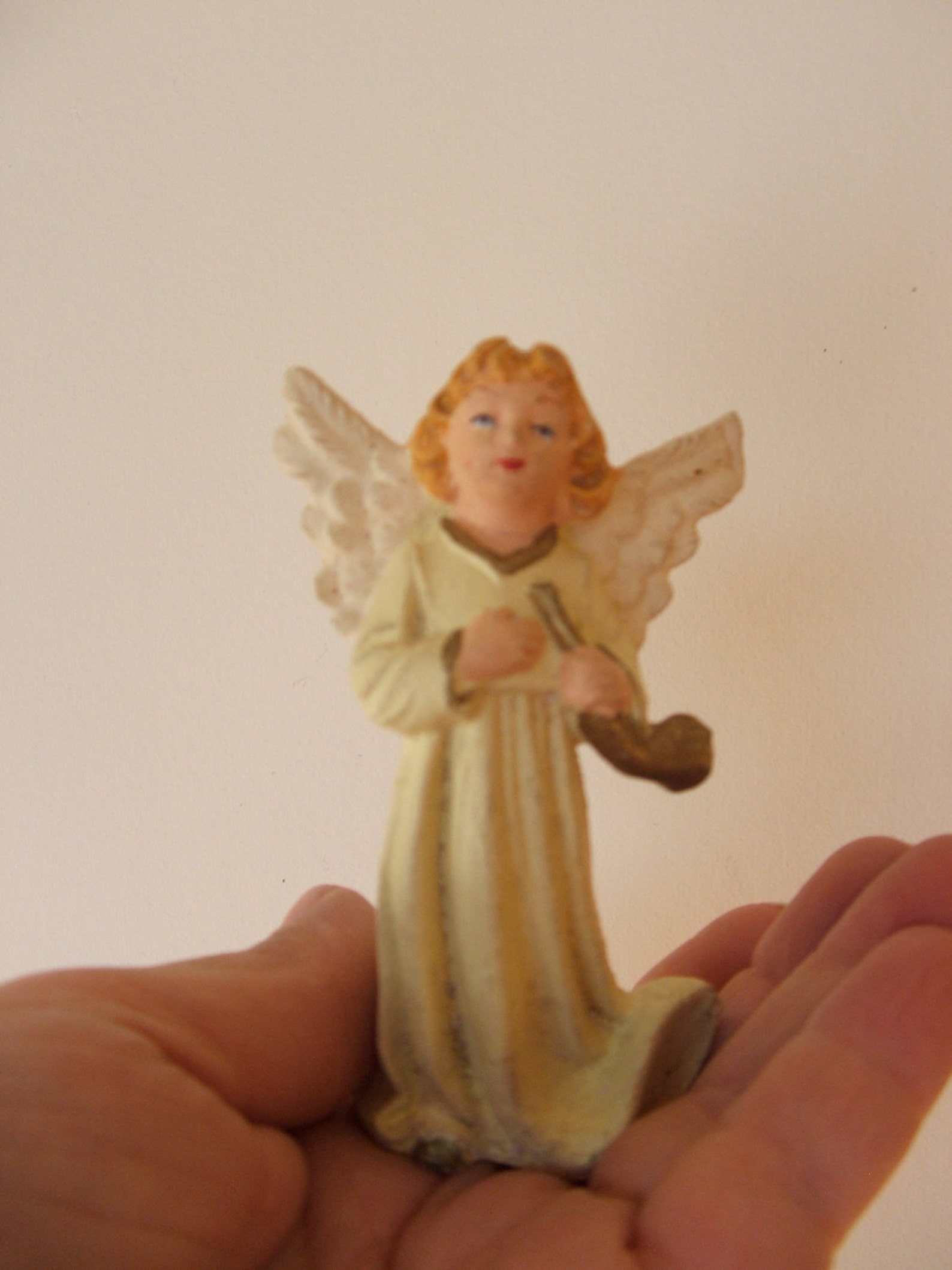 Vintage Angel Figurine with horn | Etsy