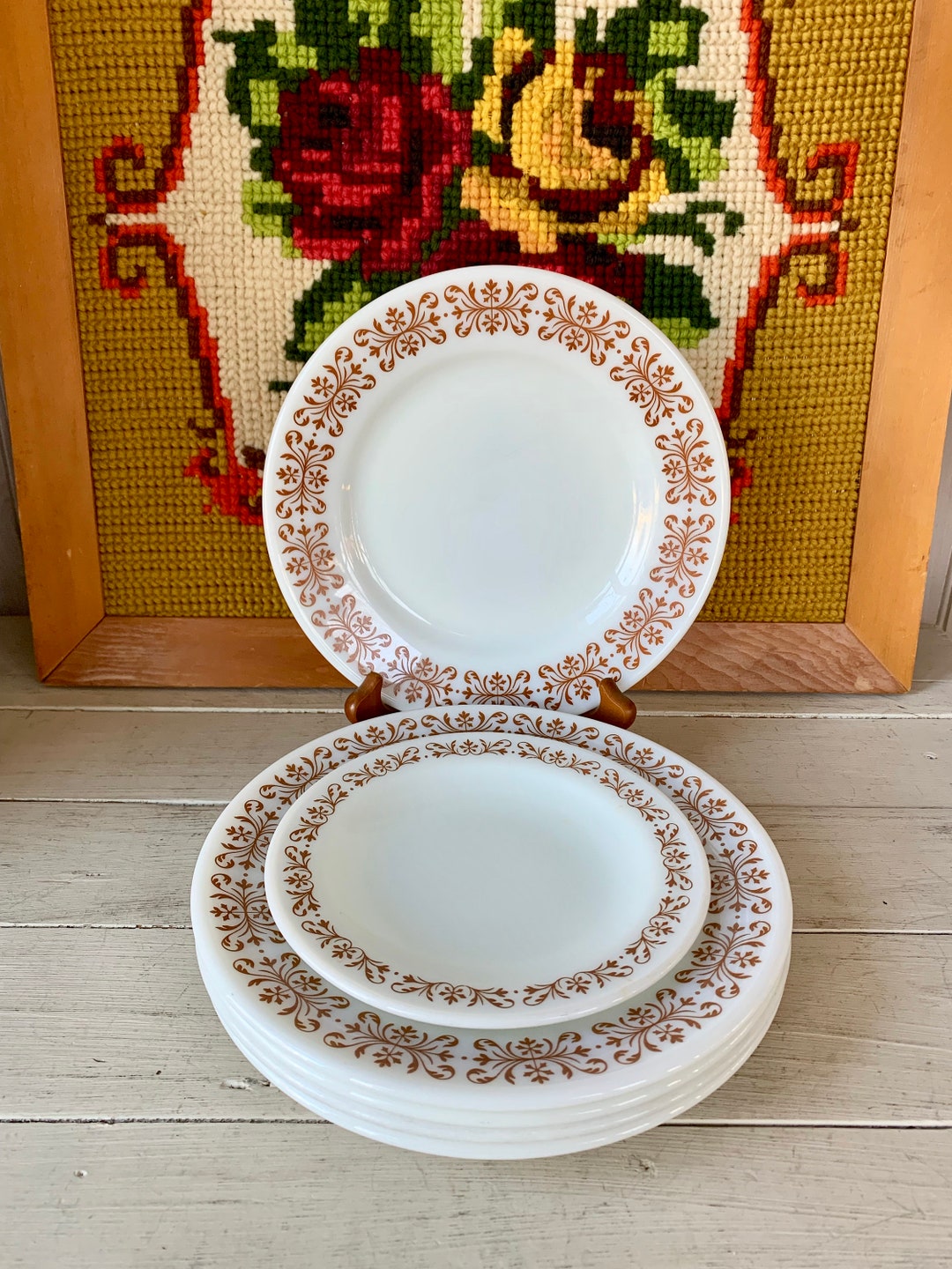 6 Vintage Pyrex Copper Filigree Plates Five 9 and One 6.75 Tableware by ...