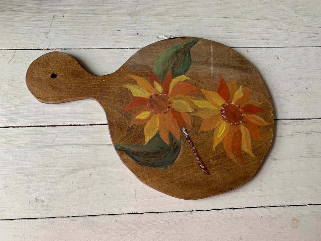 Vintage Handmade Sunflower Trivet Painted Wood - Etsy