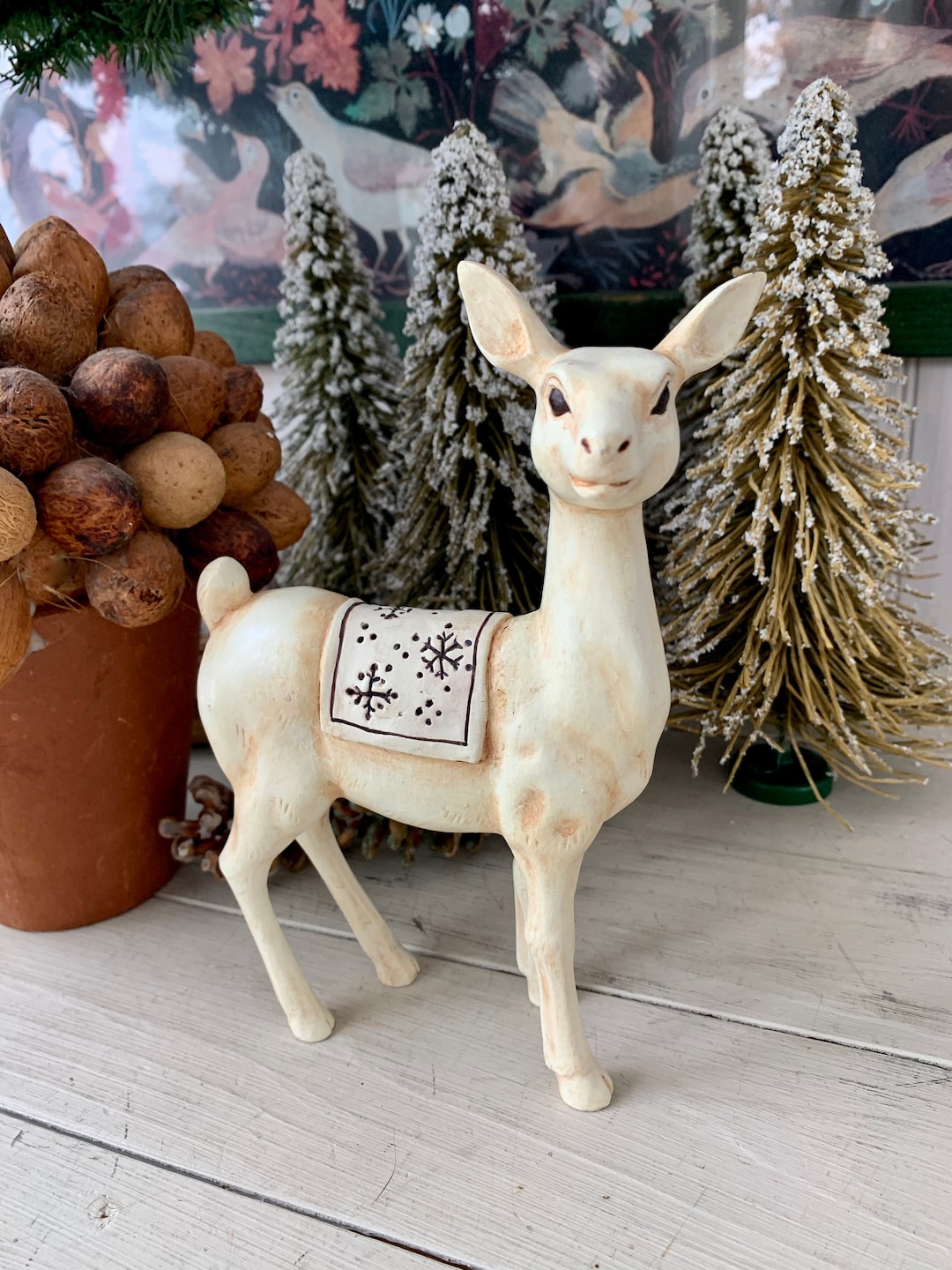 Vintage Deer Figurine With Snowflake Saddle - Etsy