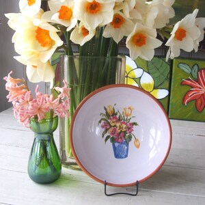 Vintage Decorative Pottery Dish Handpainted Spring Flowers - Etsy