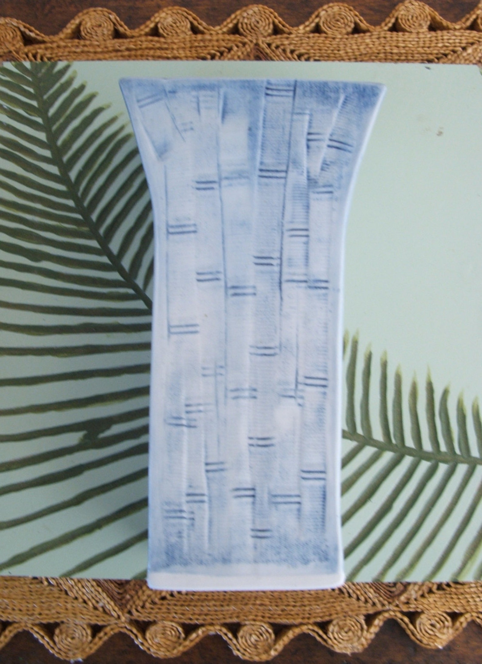 Handmade Bamboo Pottery Vase Blue - Etsy