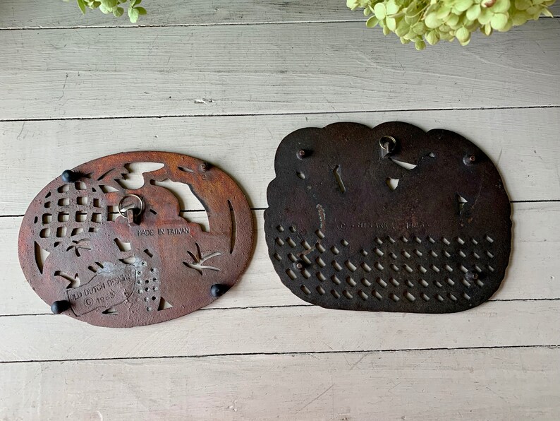 2 Fruit Vegetable Vintage Cast Iron Metal Trivets Hot Plates Wall ...