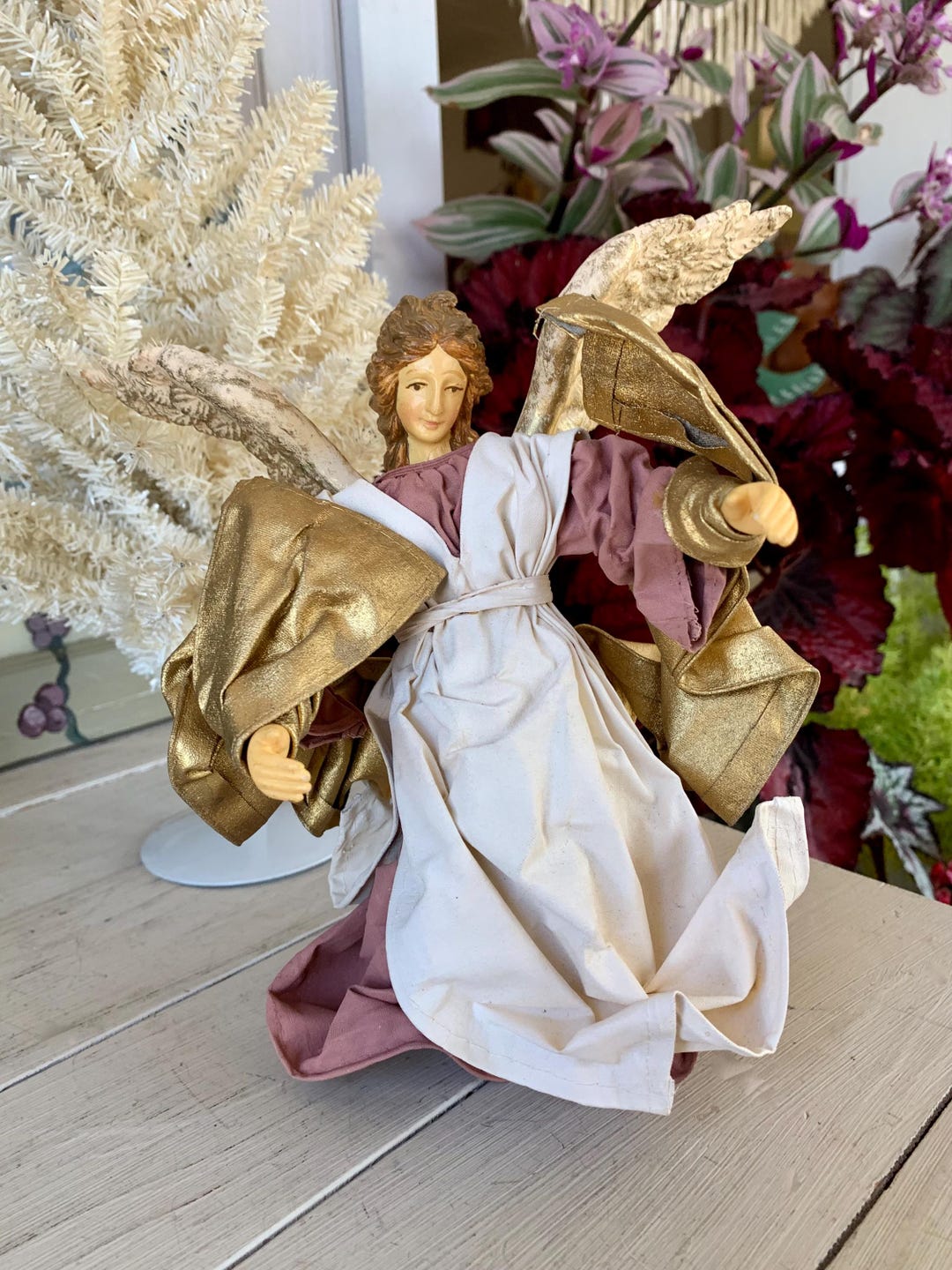Vintage Fontanini Florentine Angel Paper Mache Christmas Holiday ...