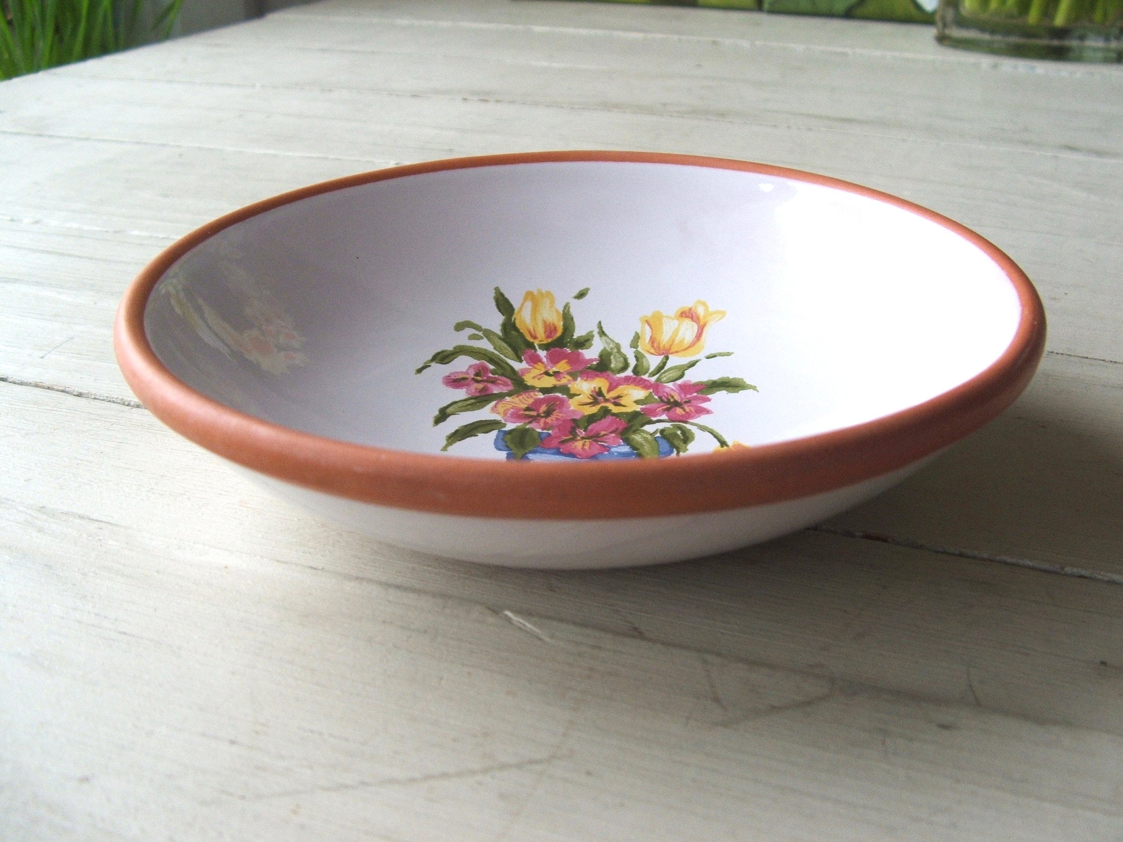 Vintage Decorative Pottery Dish Handpainted Spring Flowers | Etsy