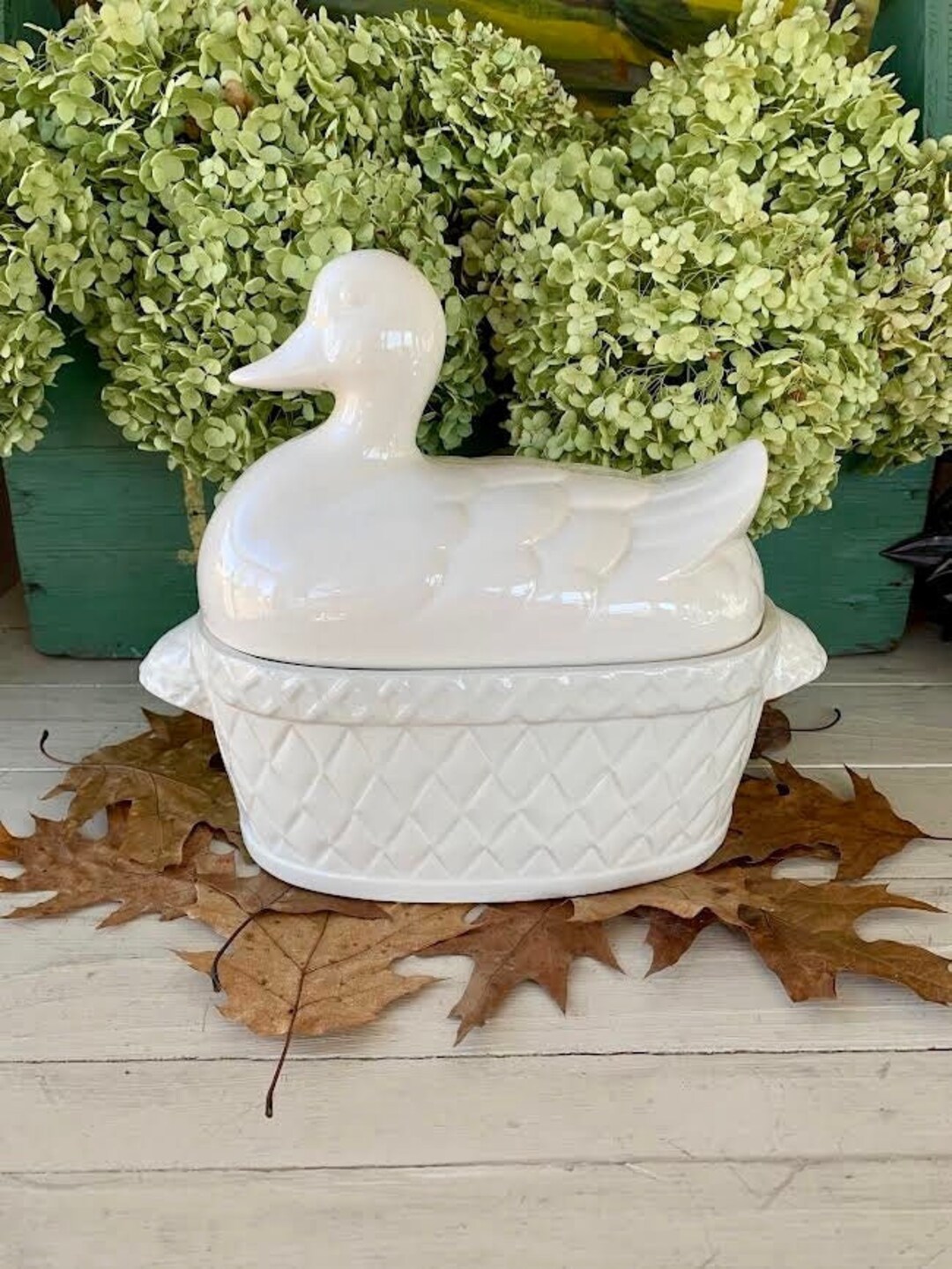 Vintage White Ceramic Nesting Duck Tureen Covered Casserole Dish - Etsy