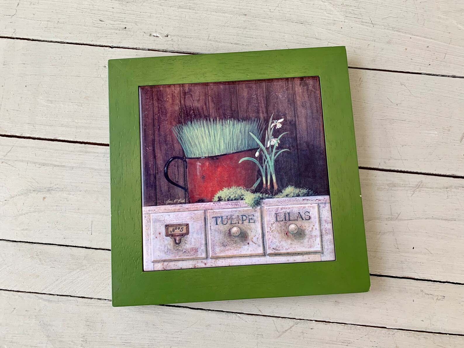 Spring Garden Still Life Wood Framed Ceramic Tile Trivet Wall - Etsy