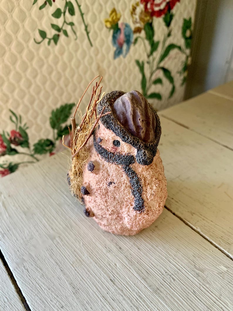 Vintage Resin Snowman Figurine With Natural Twigs and Moss - Etsy