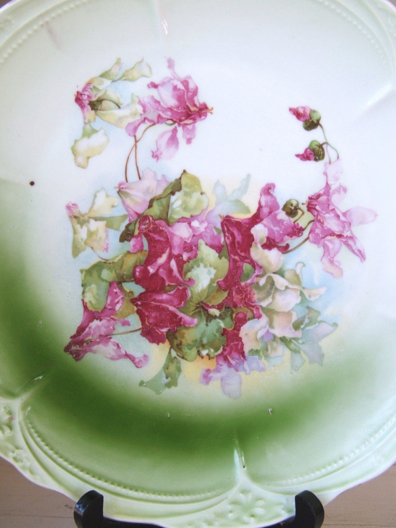 Large Antique Pink Floral China Plate - Etsy