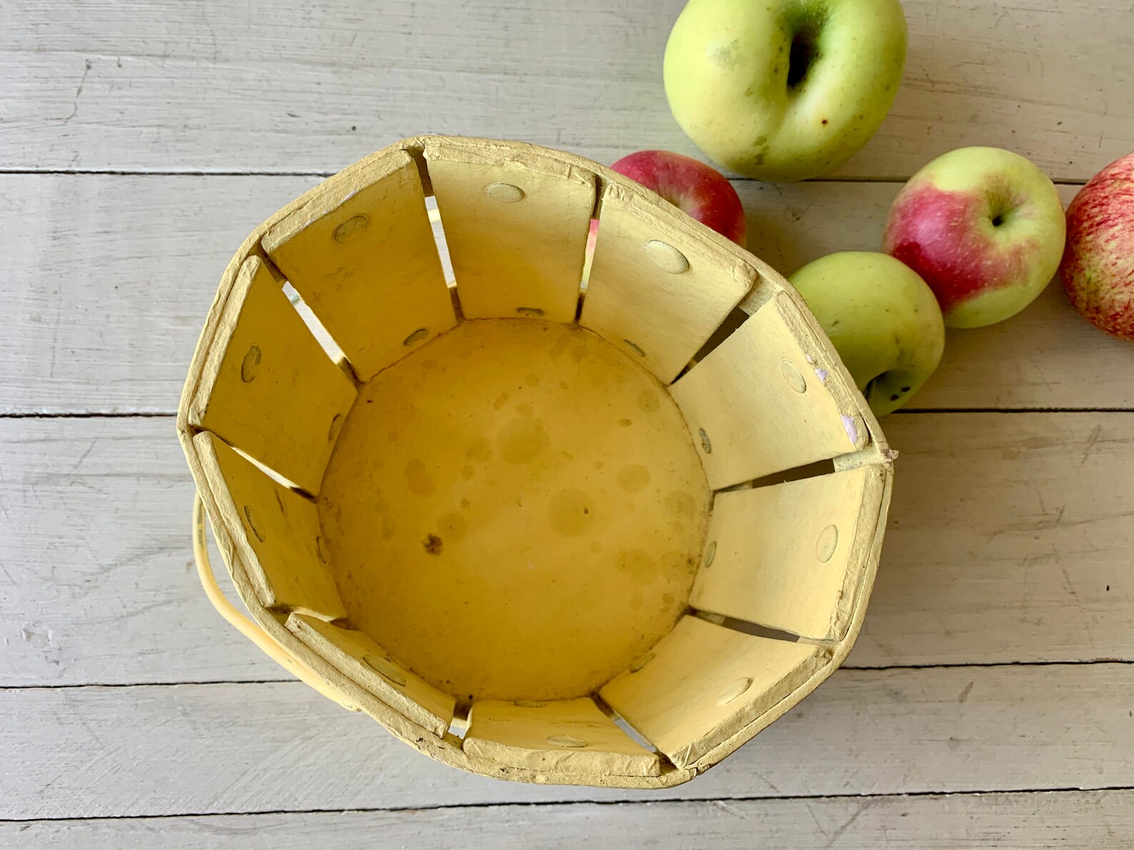 Vintage Painted Yellow Slatted Basket - Etsy