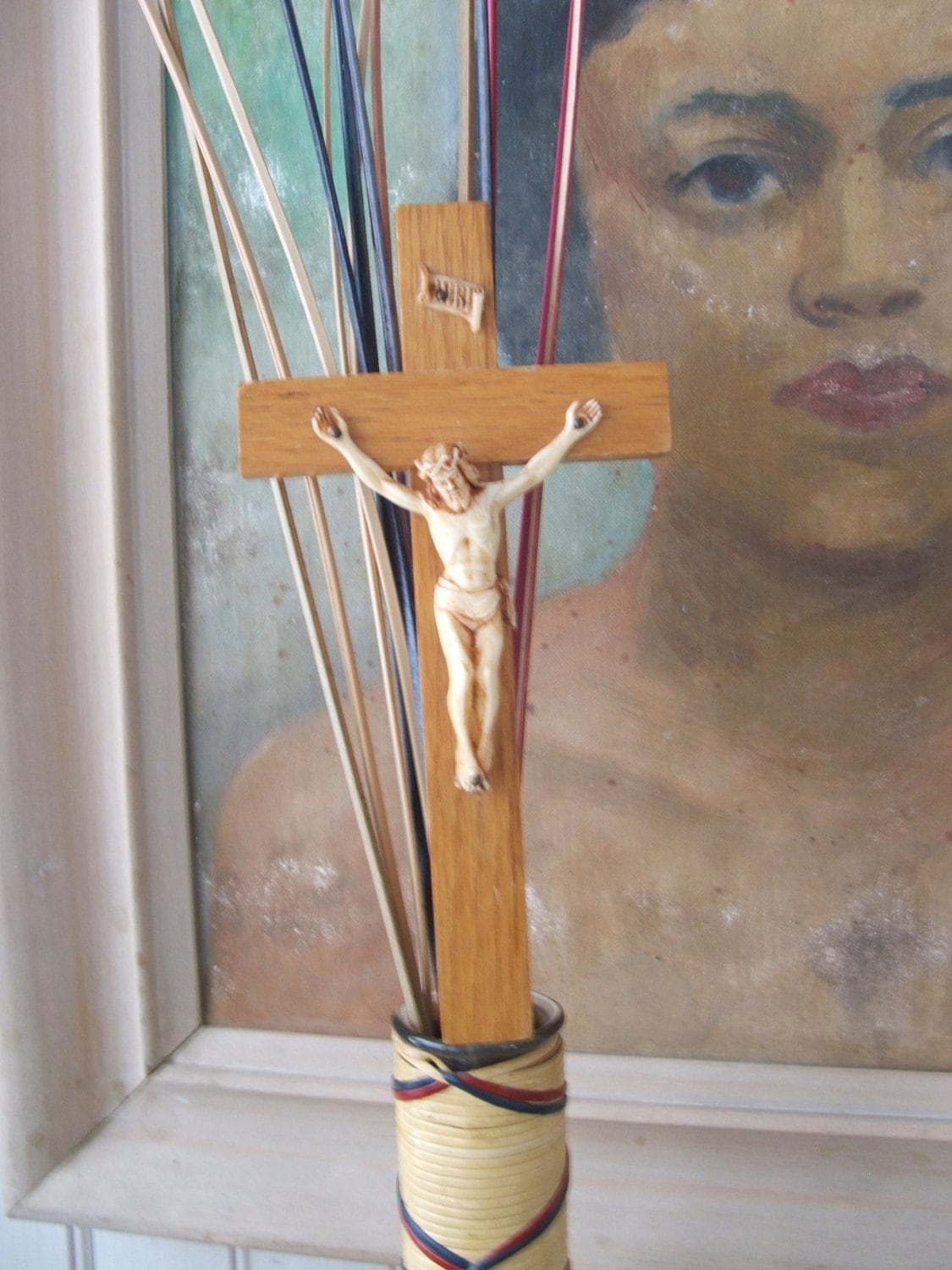 Vintage Crucifix Wood Cross and Celluloid Plastic Jesus INRI | Etsy