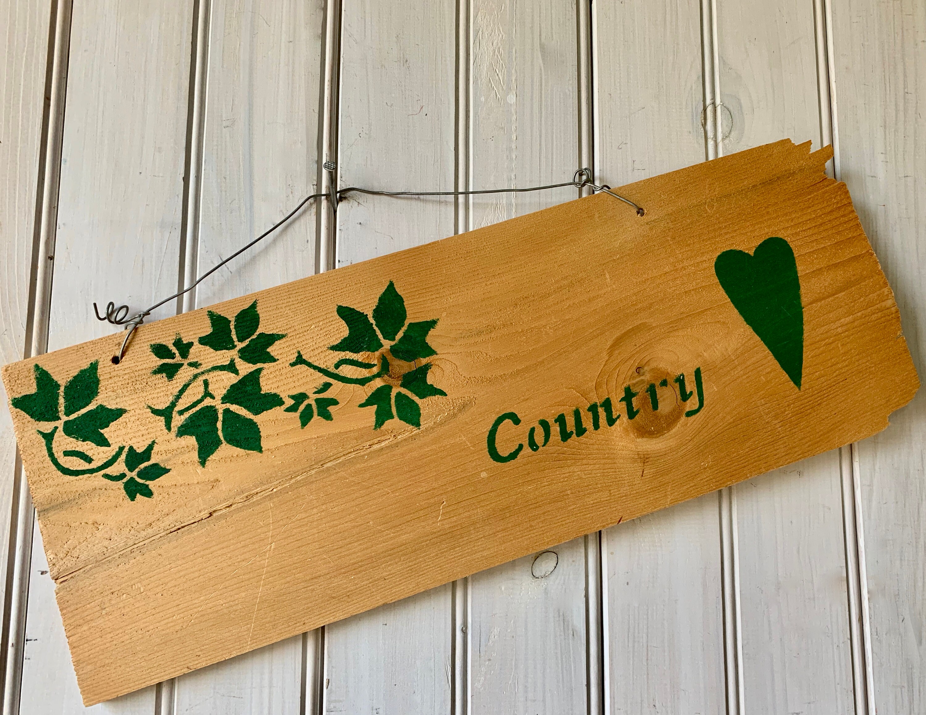 Vintage Handmade Wooden Sign Stencil Ivy Country Heart | Etsy