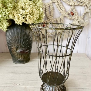 Vintage Black Metal Wire Basket Vase Pillar Candleholder - Etsy