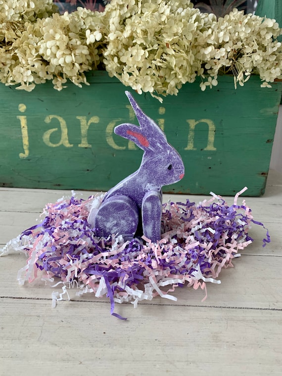 Purple Rabbit Handmade Painted Wooden Easter Bunny - Etsy