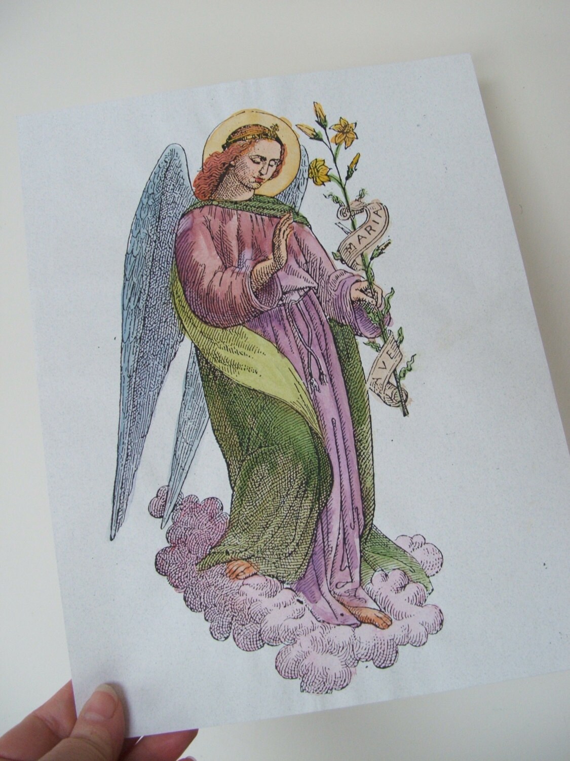 Shabby Ave Maria Watercolor Art Print - Etsy