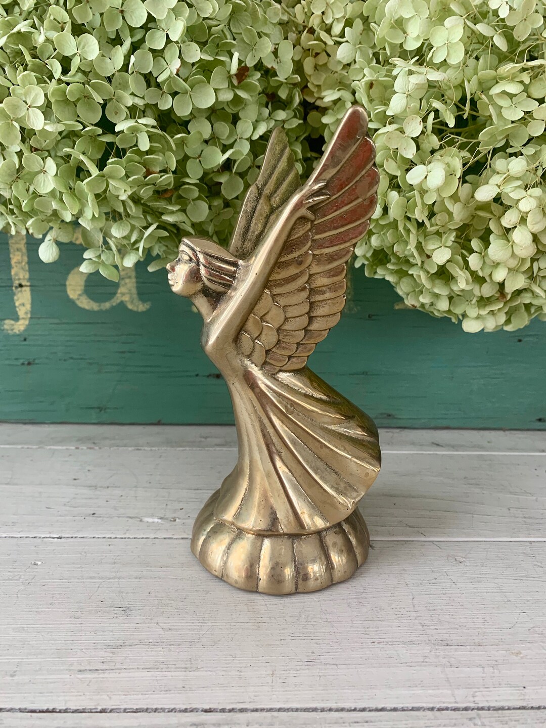 Vintage Heavy Brass Angel Figurine Candlestick Holder Candleholder Made ...