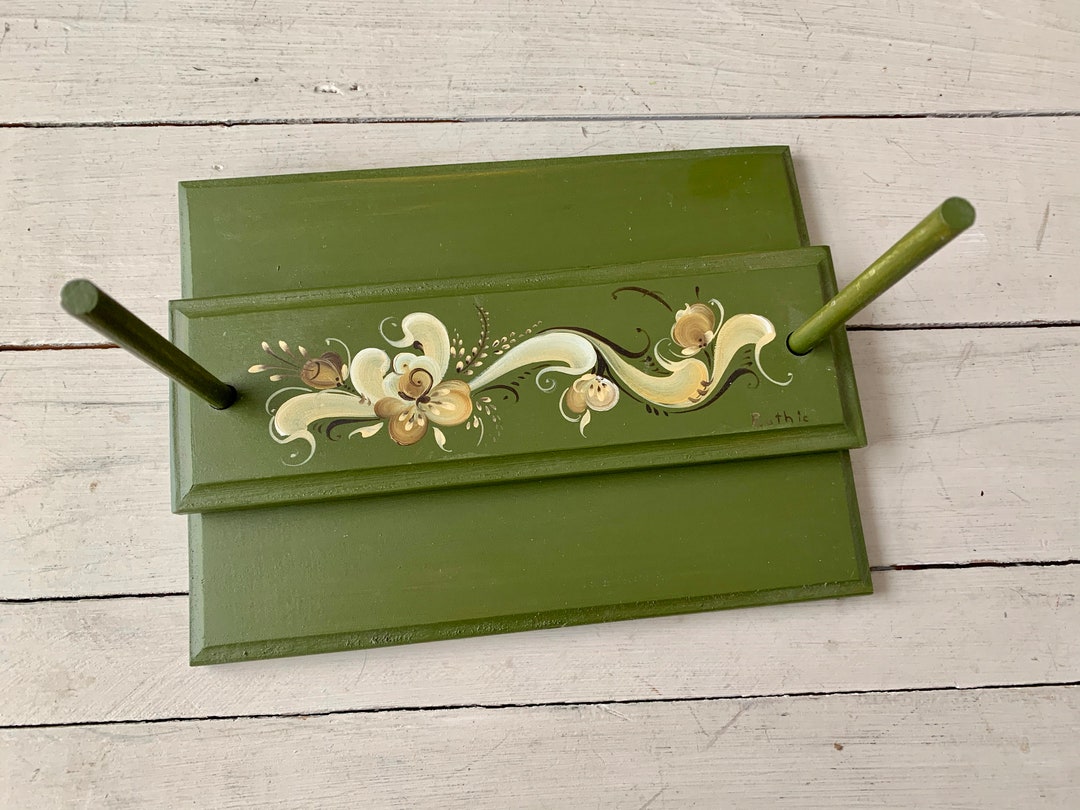 Vintage Rosemaling Wooden Napkin Press or Letter Holder - Etsy
