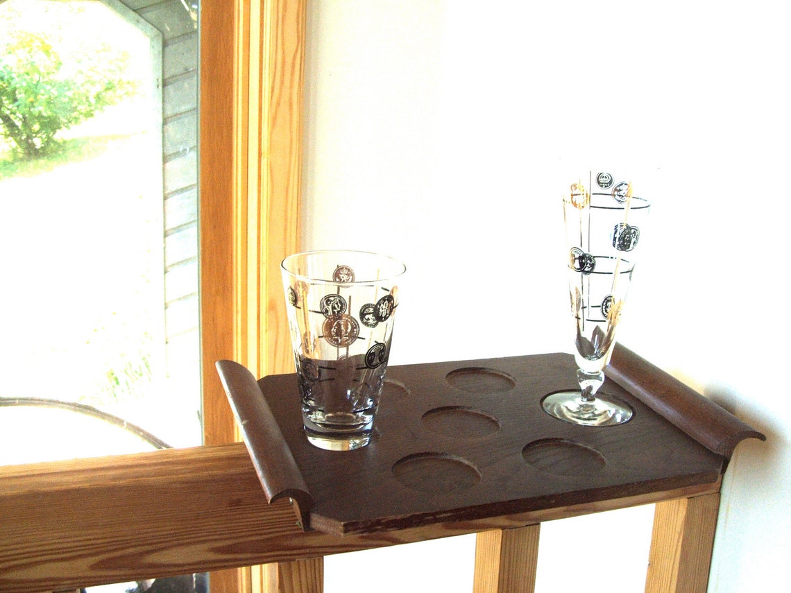 Mid Century Wooden Bar Tray - Etsy