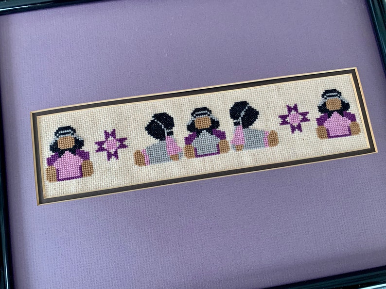 Vintage Amish Dolls Cross Stitch Embroidered Picture ~ Matted and ...
