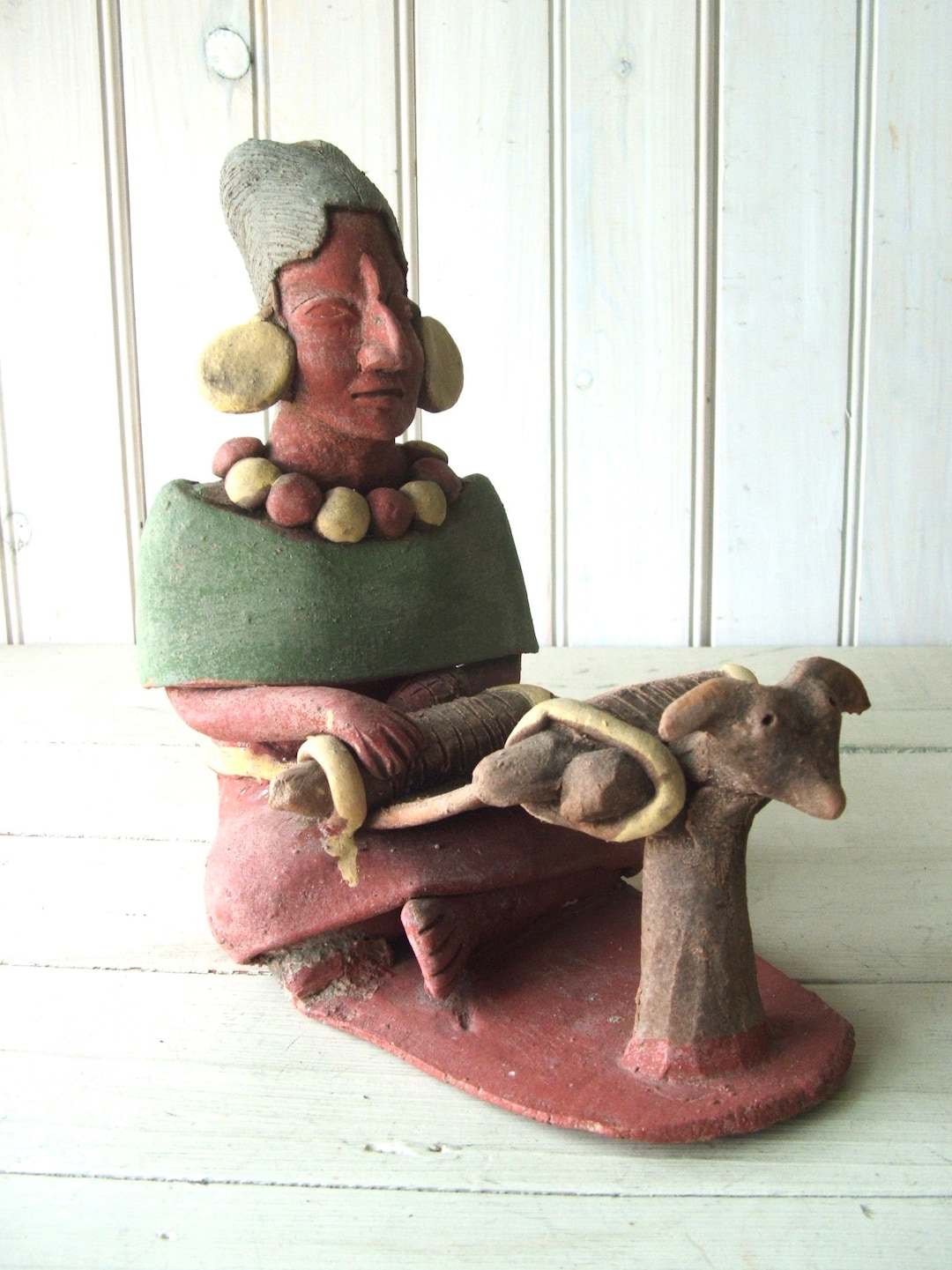 Vintage Aztec Mayan Weaver Pre-columbian Replica Terra Cotta Pottery ...