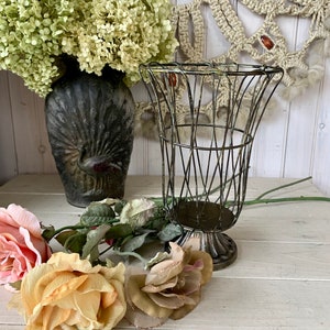 Vintage Black Metal Wire Basket Vase Pillar Candleholder - Etsy