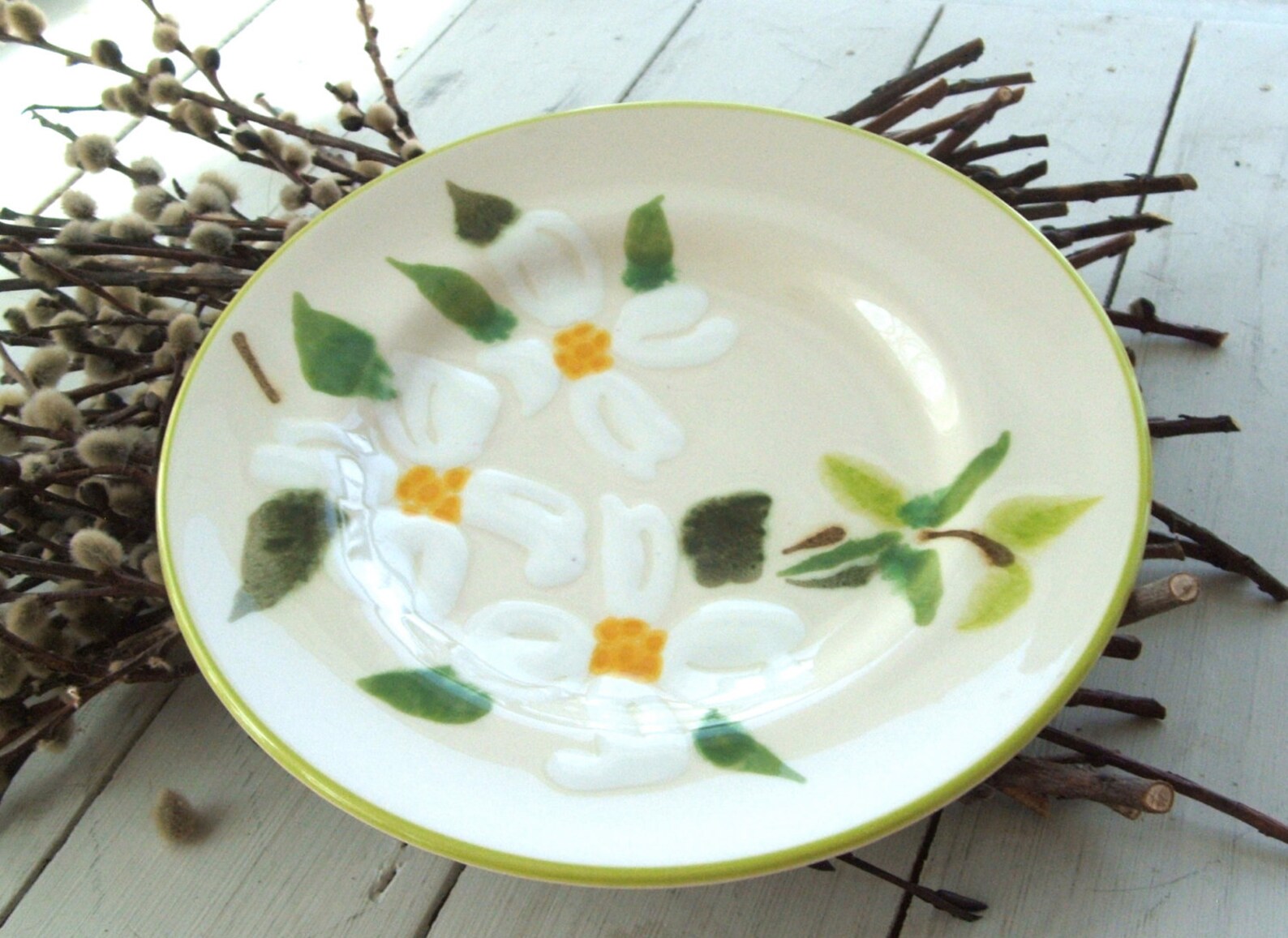 Decorative Ceramic Plate With Magnolia Blossoms - Etsy