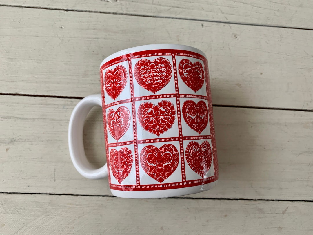 Vintage Unicef Valentine Hearts Mug Scherenschnitte U. Hofer ...