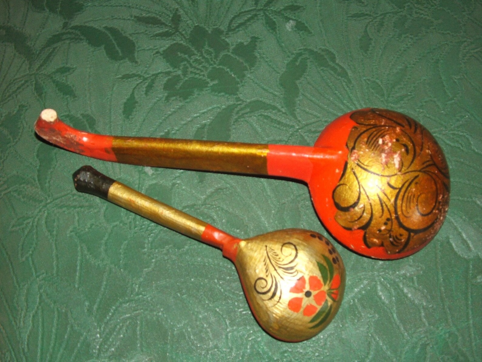 Two Vintage Painted Wooden Spoons Russian Folk Art Khokhloma - Etsy