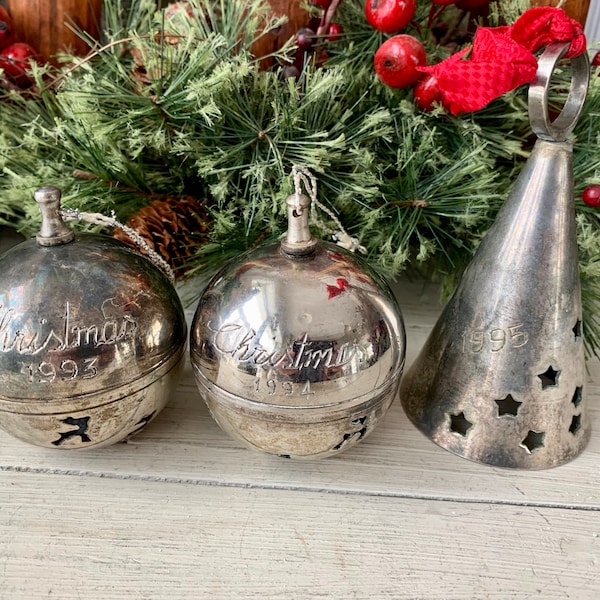 Silver Bell Ornament - Etsy