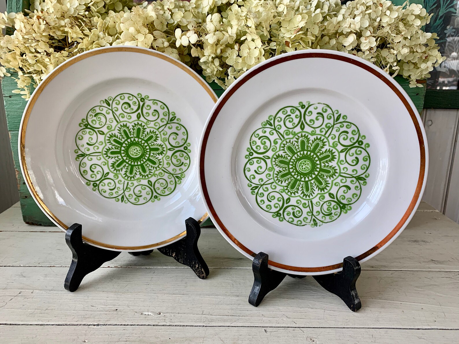 Vintage Replacement China Dishes Florentine Green White Gold - Etsy