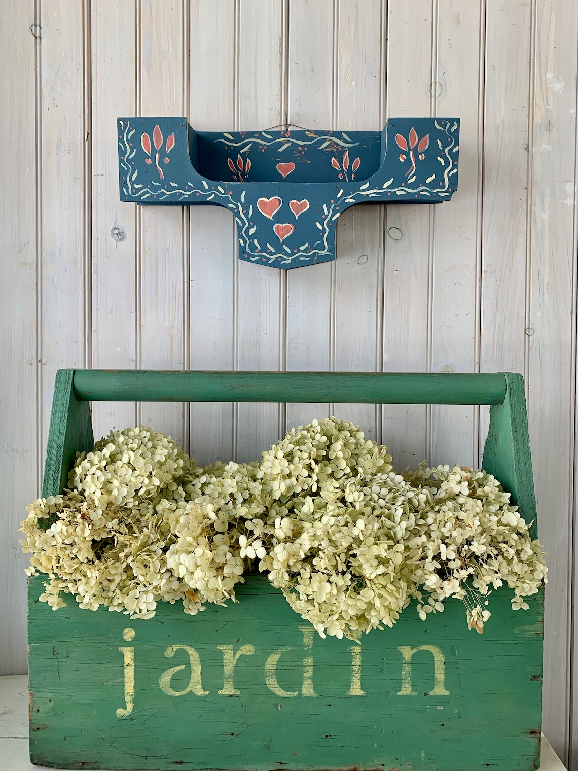 SHABBY Folk Art Handmade Display Shelf Blue Pink White Wall | Etsy