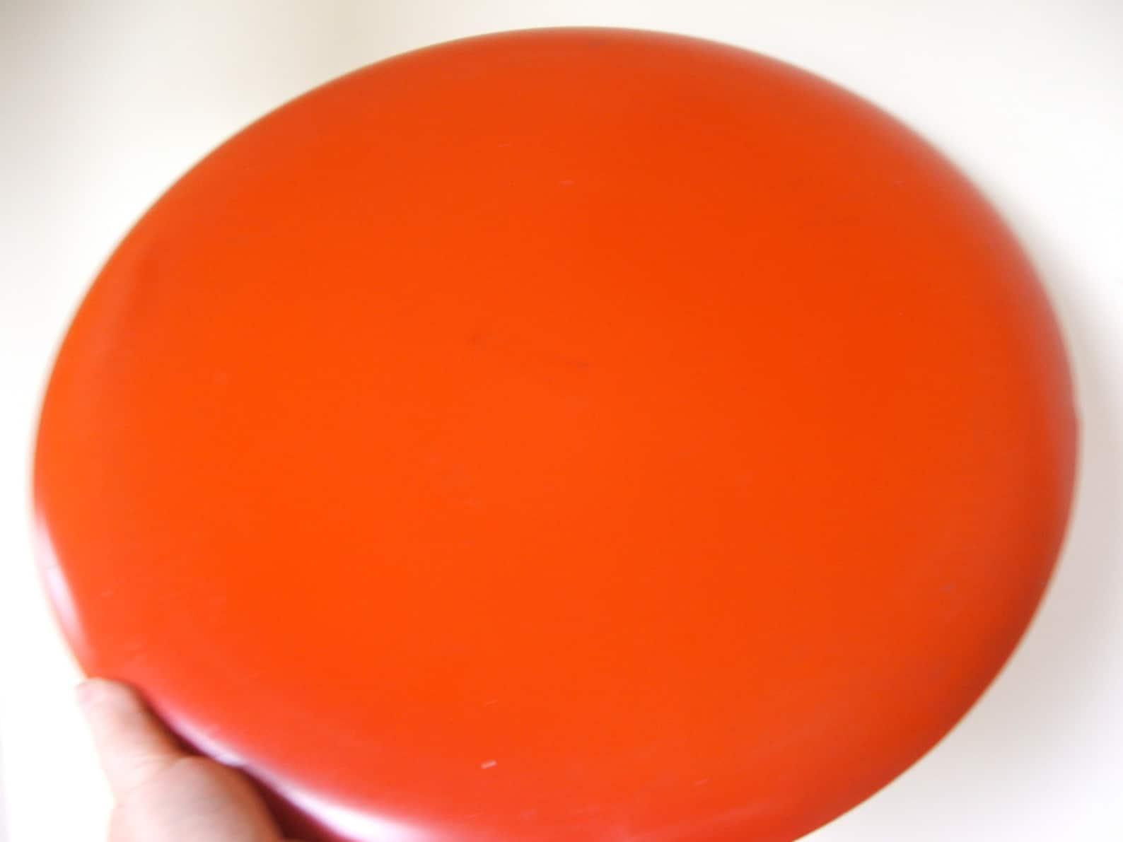 Large Round Serving Tray Red Painted Metal Vegetable Theme - Etsy