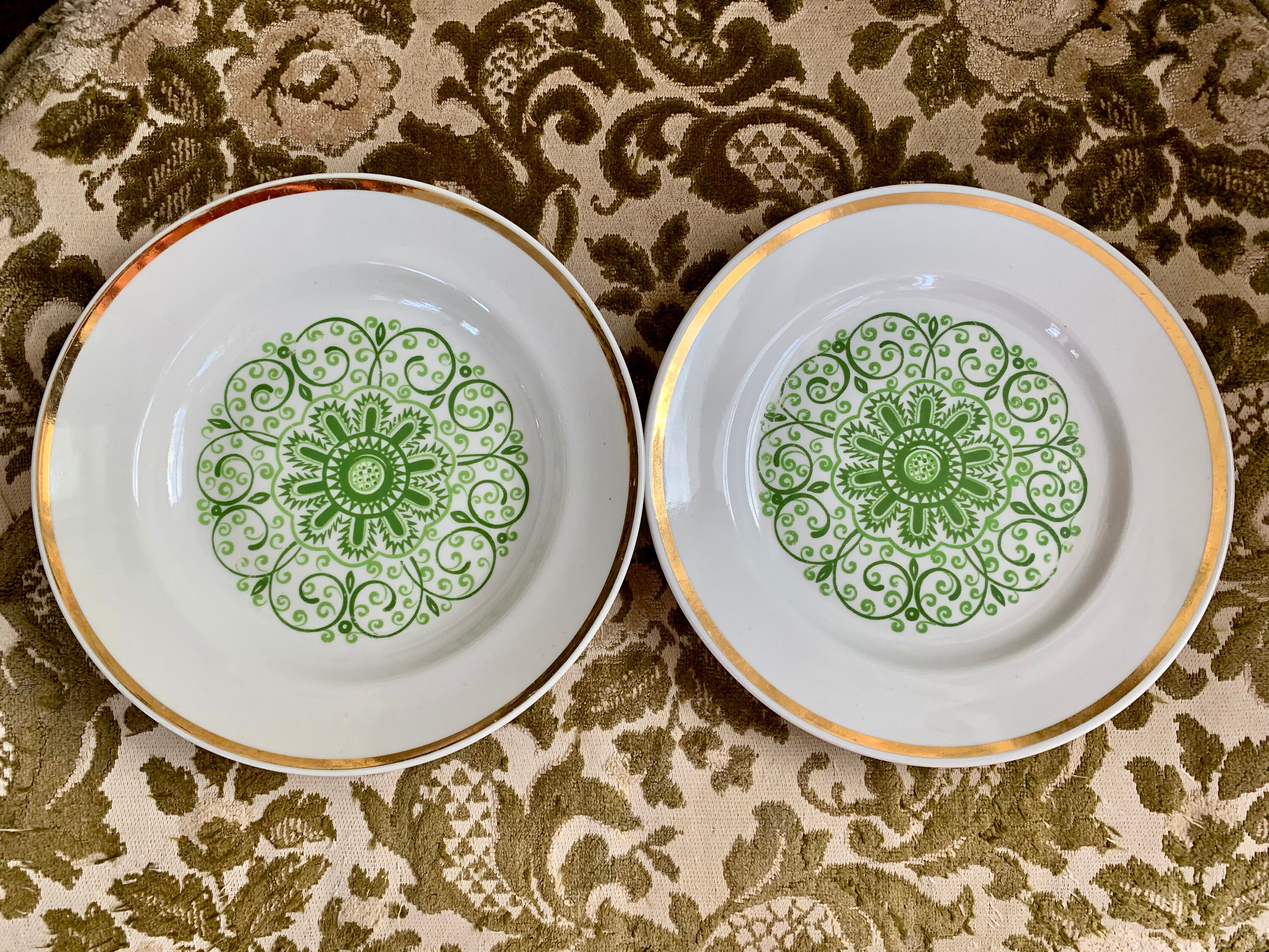 Vintage Replacement China Dishes Florentine Green White Gold | Etsy